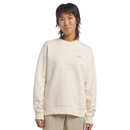 Jack Wolfskin Damen Langarmshirt "ESSENTIAL CREWNECK W", wei&szlig;, Gr. L, Obermaterial: 100% Baumwolle, Shirts