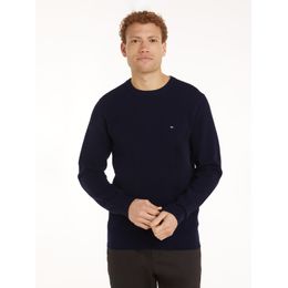 Tommy Hilfiger Herren Rundhalspullover "ESSENTIAL STRUCTURE CREW NECK mit Struktur und Label", blau, Gr. XXL, Strick, Obermaterial: 100% Baumwolle,
