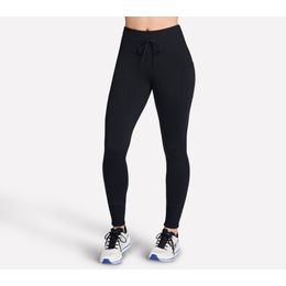 Skechers Damen Leggings "THE GOWALK RIB MIX JOGGER", schwarz, Gr. S, Obermaterial: 88% Nylon, 12% Elasthan, Hosen, mit Rippdetails am Bund und an den
