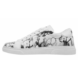 DOGO Damen Sneaker "Ace Low-Top Sneaker Sunset Animals Damen Sneaker", Gr. 37, wei&szlig;, Lederimitat, Schuhe, Handgefertigt