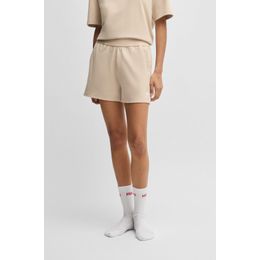 HUGO UNDERWEAR Damen Shorts "SHUFFLE_SHORTS", Gr. L, beige, Jersey, Obermaterial: 48% Baumwolle, 48% Modal, 4% Elasthan, Hosen, mit Logoschriftzug
