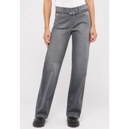Angels Damen Relax-fit-Jeans "LIZ BELT", grau, Gr. 34, Denim/Jeans, Obermaterial: 92% Baumwolle, 6% Polyester, 2% Elasthan, Jeans, mit G&uuml;rtel