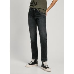 Pepe Jeans Damen Straight-Jeans "mit normaler Leibhöhe", schwarz, Gr. 28, Denim/Jeans, Obermaterial: 100% Baumwolle, Jeans, aus robustem Baumwolldenim