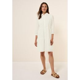Cecil Damen Blusenkleid, wei&szlig;, Gr. L, unifarben, Web, Obermaterial: 100% Baumwolle; Unterkleid: 100% Baumwolle, Kleider, knielang