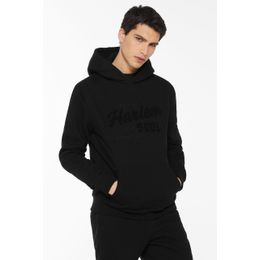 Harlem Soul Herren Kapuzensweatshirt, schwarz, Gr. L, bestickt, Sweatware, Material: 65% Baumwolle, 35% Polyester, Sweatshirts, mit Frottee Lettern