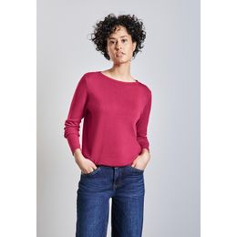 Street One Damen Strickpullover, rosa, Gr. 40, unifarben, Stoff, 60% Viskose, 40% Baumwolle, Pullover, mit U-Boot-Ausschnitt