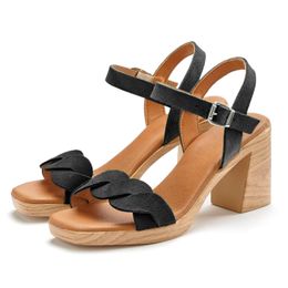 Lascana Damen Riemchensandalette "Sandale, Sandalette, Sommerschuh", Gr. 39, schwarz, Obermaterial: 100% Rindsleder. Decksohle: 50% Lederimitat, 50%