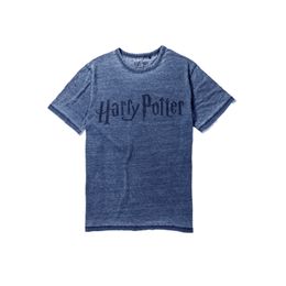 Recovered Herren T-Shirt "Harry Potter Classic Logo Blue", blau, Gr. L, bedruckt, 100% Baumwolle, Shirts, mit angesagtem Harry Potter-Print