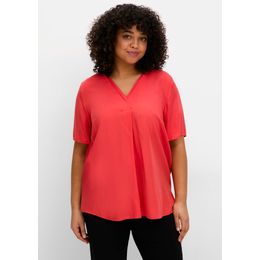 sheego Damen Longbluse, rot, Gr. 44, unifarben, 100% Modal, Blusen