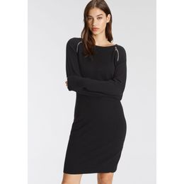 Tamaris Damen Strickkleid "mit figurbetonter Passform", schwarz, Gr. 40, unifarben, Strick, Obermaterial: 70% Viskose, 30% Polyamid, Kleider, aus