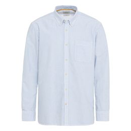 Camel Active Herren Langarmhemd, blau, Gr. L, gestreift, Stoff, Obermaterial: 100% Baumwolle, Hemden, mit Button-down-Kragen