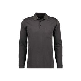 Ragman Herren Poloshirt "Poloshirt Soft Knit Polo Knopf Langarm", grau, Gr. S, Obermaterial: 70% Baumwolle CO. 30% Polyester PES., Shirts