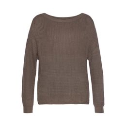 Lascana Damen Strickpullover, grau, Gr. 32, unifarben, Strick, Obermaterial: 100% Polyacryl, Pullover, mit &uuml;berschnittenen Schultern, l&auml;ssiger