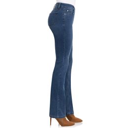 WONDERJEANS Damen Bootcut-Jeans, blau, Gr. 38, Abriebeffekte, Denim/Jeans, Obermaterial: 65% Baumwolle, 29% Polyester, 6% Elasthan, Jeans,