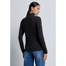 Damen Langarmshirt, schwarz, Gr. 34, STREET ONE STUDIO, unifarben, Web, 95% Baumwolle, 5% Elasthan, Shirts, aus Baumwolle mit Stretchante