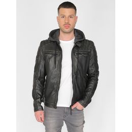 Mustang Herren Lederjacke "31021306", schwarz, Gr. L, Obermaterial: 100% Lammleder; Innenfutter: 60% Baumwolle, 40% Polyester; Taschenfutter: 100%