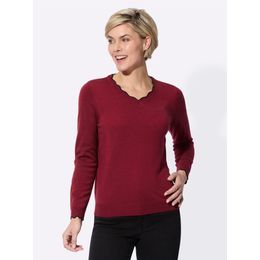 Classic Basics Damen V-Ausschnitt-Pullover "Feinstrick-Pullover", rot, Gr. 40, unifarben, 100% Polyacryl, Pullover