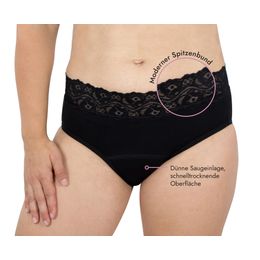 Hydas Damen Inkontinenzslip "mit elegantem Spitzenbund und integrierter Saugeinlage, aus Baumwolle", 42/44, schwarz, Obermaterial: 95% Baumwolle, 5%