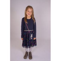 happy girls M&auml;dchen Midikleid, blau, Gr. 104, bedruckt, unifarben, Sweatware;Mesh, Obermaterial: 95% Baumwolle, 5% Elasthan. Futter: 100% Baumwolle.