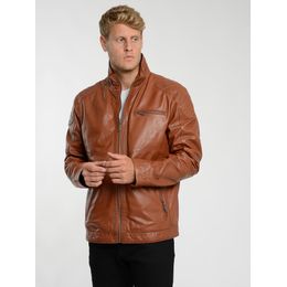 JCC Herren Lederjacke "3102231", braun, Gr. 54, Obermaterial: 100% Lammleder. Innenfutter oben: 100% Polyester. Innenfutter unten: 100% Baumwolle.