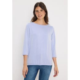 Cecil Damen 3/4-Arm-Shirt, blau, Gr. XS, gestreift, Stoff, 53% Viskose, 41% Polyester, 6% Elasthan, Shirts, mit U-Boot-Ausschnitt