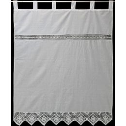 Gardine, B:120cm H:245cm, wei&szlig;, HOSSNER - ART OF HOME DECO, Baumwolle, Polyester, Wohnzimmer, Gardinen, "B&auml;rental", maschinell gefertigte H&auml;kelspitze