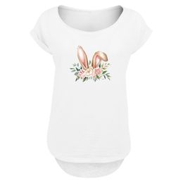 F4NT4STIC Damen T-Shirt "Blumen Osterhasen Ohren Dekor", wei&szlig;, Gr. S, Obermaterial: 100% Baumwolle, Shirts, Premium Qualit&auml;t
