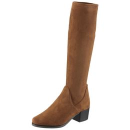 Caprice Damen Stiefel, Gr. 38,5, braun, Textil, Schuhe, Blockabsatz, Schlupfstiefel mit Stretch-XS-Schaft in schmaler Form