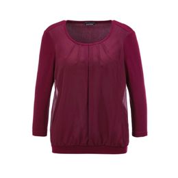 GOLDNER Damen Kurzarmbluse "Chiffon-Shirt mit 3/4-Arm, Rundhals", rot, Gr. 40, Obermaterial: 95% Viskose CV. 5% Elasthan EL., Blusen
