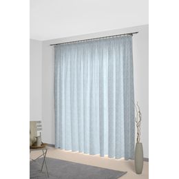 Vorhang WIRTH, B:132cm H:245cm, blau, Jacquard, Baumwolle, Polyester, Wohnzimmer, Gardinen, "Telfort"