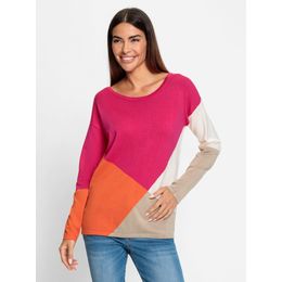 Heine Damen Strickpullover "Pullover", pink, Gr. 40, gemustert, mehrfarbig, 80% Viskose, 20% Polyamid, Pullover