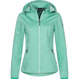 DEPROC Active Damen Softshelljacke "JOSEPHIN PEAK WOMEN", blau, Gr. 42, 100% Polyester, Jacken, mit abnehmbarer Kapuze