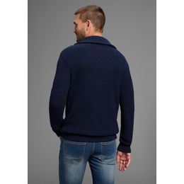 Bruno Banani Herren Troyer, blau, Gr. L, unifarben, Strick, Obermaterial: 50% Baumwolle, 50% Polyacryl, Pullover, modischer weiter Kragen
