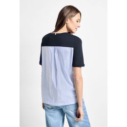 Cecil Damen T-Shirt, blau, Gr. M, unifarben, Web, Vorderseite: 50% Modal, 50% Baumwolle; R&uuml;ckseite: 100% Baumwolle, Shirts, aus softem Materialmix