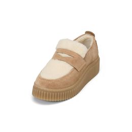 Marc O'Polo MARC O'POLO Damen Loafer "mit flauschigem Teddyfutter", Gr. 40, beige, Obermaterial: 100% Leder (Rind), unifarben, Schuhe