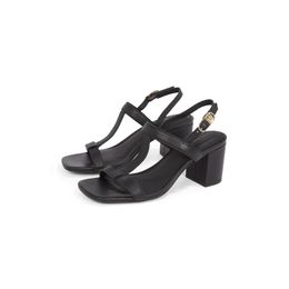 Tommy Hilfiger Damen Sandalette "LEATHER BLOCK HEEL SANDAL", Gr. 39, schwarz, Leder, Schuhe, Abendschuh, Partyschuh mit verstellbarer Schnalle,