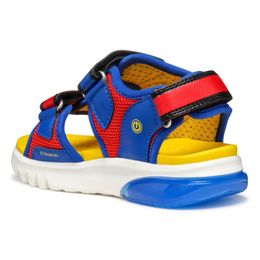 Geox Kinder Sandale "J SANDAL CIBERDRON B Blinkschuh", Gr. 24, blau, Synthetik, Textil, Schuhe, Klettschuh in buntem Design mit Super Mario Motiv und