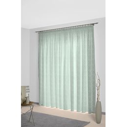 Vorhang WIRTH, B:132cm H:175cm, gr&uuml;n, Jacquard, Baumwolle, Polyester, Wohnzimmer, Gardinen, "Telfort"