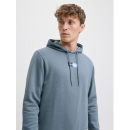 Jack & Jones JACK & JONES Herren Kapuzensweatshirt "JJPAN SWEAT HOOD", grau, Gr. M, bedruckt, angeraute Sweatware, Obermaterial: 60% Baumwolle, 40% Polyester,