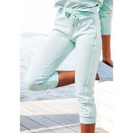 H.I.S. H.I.S Damen Caprihose, Gr. 52, gr&uuml;n, Interlock, Obermaterial: 60% Baumwolle, 40% Polyester, unifarben, Basic, Hosen, mit seitlichem Piping,