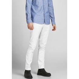 Jack & Jones JACK & JONES Herren Chinos "JPSTMARCO mit Stretchkomfort und schmalem Bein"weiß, Gr. 30, unifarben, Web, Obermaterial: 98% Baumwolle, 2% Elasthan,