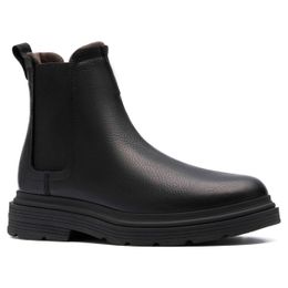 Clarks Herren Chelseaboots "Badbury", Gr. 45, schwarz, Leder, Schuhe, Boots, Winterboots mit modischem Blockabsatz