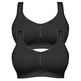 SuSa Damen B&uuml;gelloser BH "2er Pack Entlastungs BH Cremona", Gr. 95, schwarz, Obermaterial: 76% Polyamid PA. 24% Elasthan EL., BHs