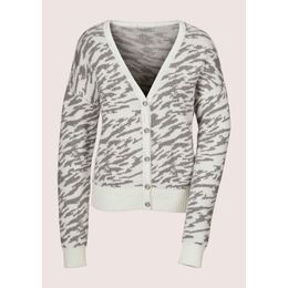 Madeleine Mode MADELEINE Damen Strickjacke "Strickjacke Modischer Cardigan mit V-Ausschnitt", wei&szlig;, Modern, Gr. 40, Obermaterial: 51% Viskose CV. 26% Polyester PES.