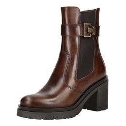 Nero Giardini Damen High-Heel-Stiefelette "Nero Giardini Stiefelette Leder/Textil", Gr. 36, braun, Leder, Textil, Schuhe