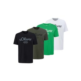 s.Oliver Herren T-Shirt "T-Shirt Logo T-Shirt 4er Pack", schwarz, Gr. XXL, Obermaterial: 100% Baumwolle CO., Shirts