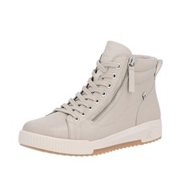 RIEKER SPORT Damen Schnürboots, Gr. 41, beige, Leder, Schuhe, Stiefelette, High Top Sneaker, Freizeitboots mit Reißverschluss