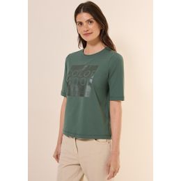 Cecil Damen T-Shirt, grün, Gr. L, bedruckt, Stoff, 63% Modal, 35% Baumwolle, 2% Elasthan, Shirts, mit Rundhalsausschnitt