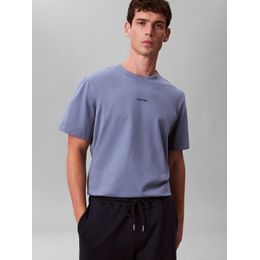 Calvin Klein Herren T-Shirt "SS STRETCH PIQUE NANO EASY TEE", blau, Gr. L, unifarben, Piqu&eacute;, Obermaterial: 95% Baumwolle, 5% Elasthan, Shirts, Mit