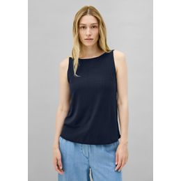Cecil Damen Ripptanktop, blau, Gr. XL, unifarben, Stoff, 48% Polyester, 48% Viskose, 4% Elasthan, Tops, aus elastischem Materialmix